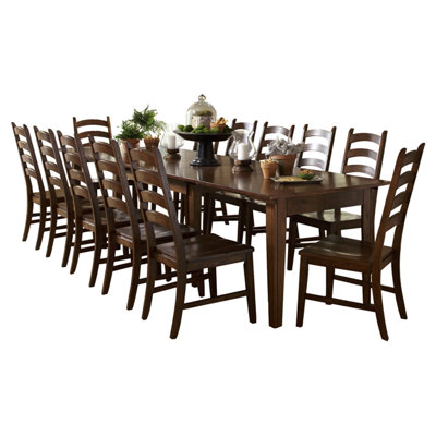 Alcott Hill® Destinie 13 - Piece Extendable Solid Wood Dining Set & Reviews | Wayfair